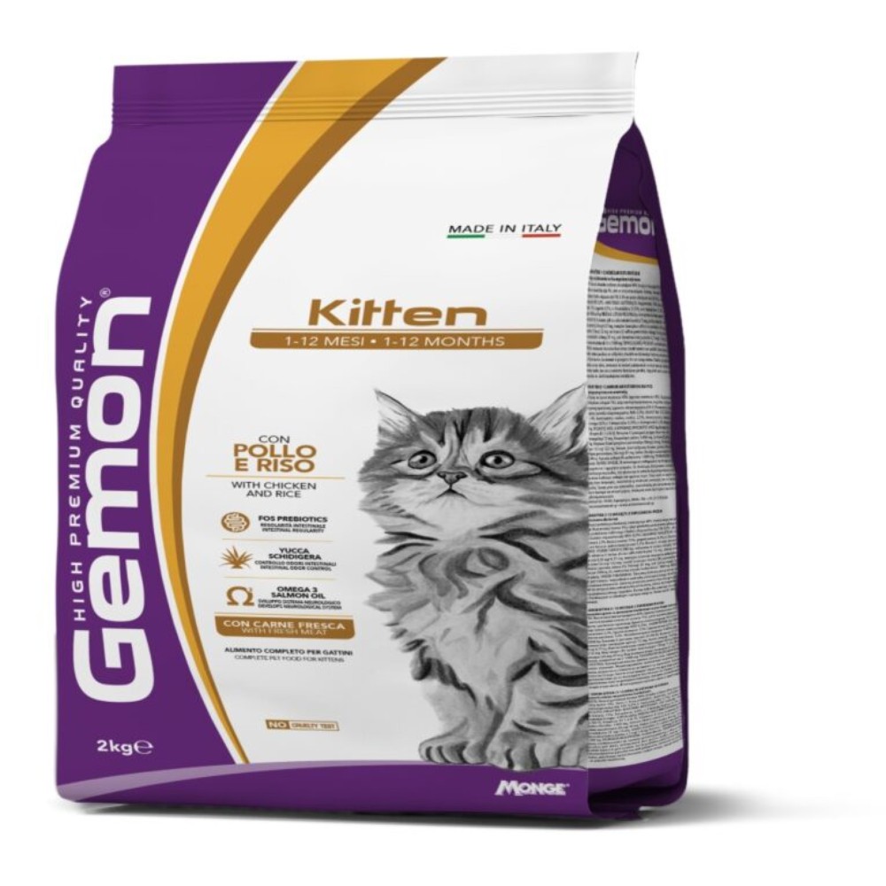 Gemon Ξηρά Τροφή για Γατάκια Κοτόπουλο με Ρύζι 2kg - Pet Hellas