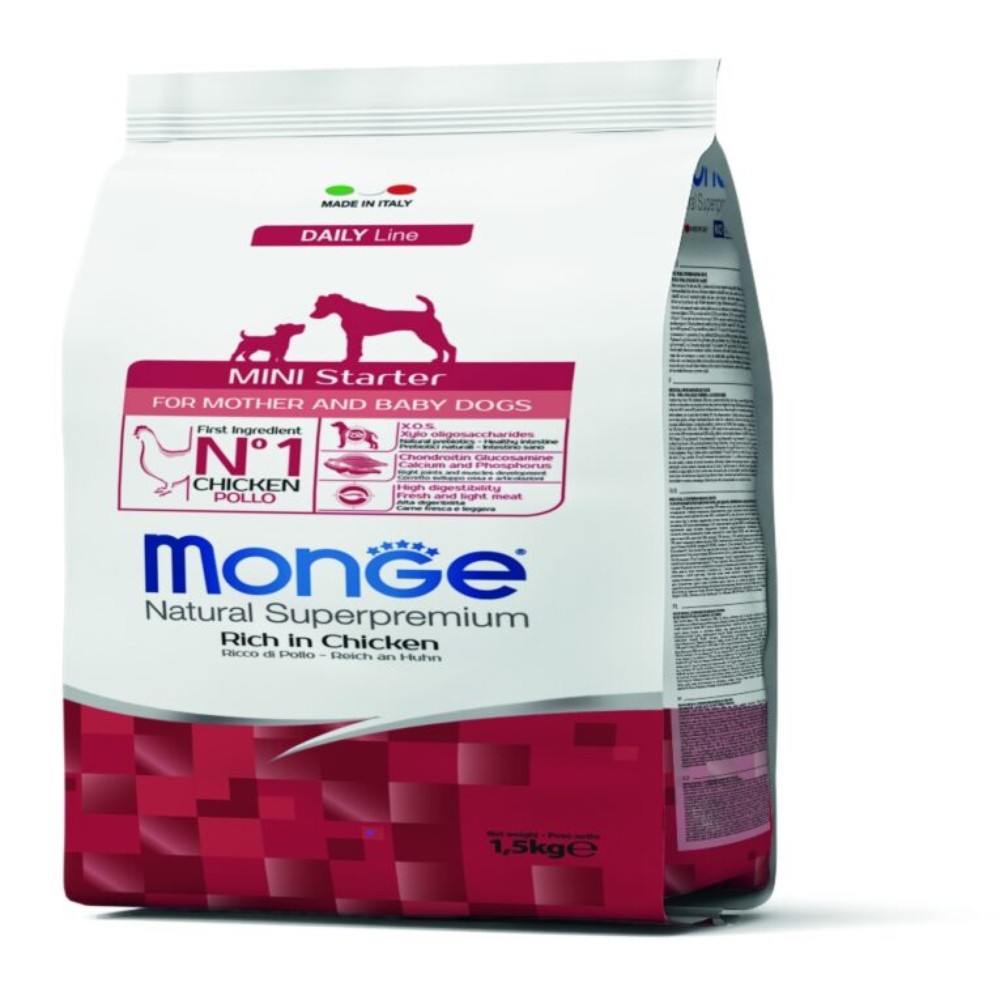 Monge Mini Puppy Starter Ξηρά Τροφή για Κουτάβια Κοτόπουλο 1.5kg - Pet ...