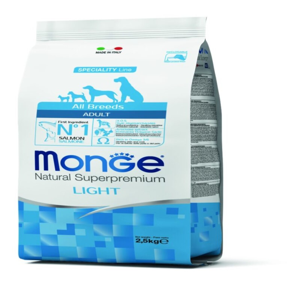Monge Adult All Breed Light Ξηρά Τροφή Σκύλου Σολομός και Ρύζι 2.5kg ...